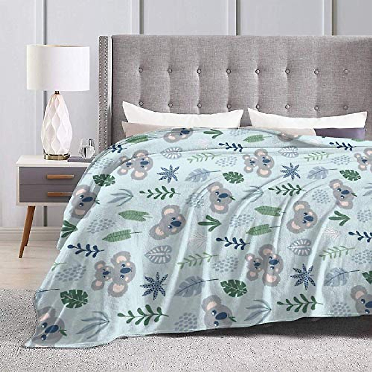 Cute Koalas Soft Throw Blanket All Season Microplush Warm Blankets Lightweight Tufted Fuzzy Flannel Fleece Throws Blanket for Bed Sofa Couch 50"x40"