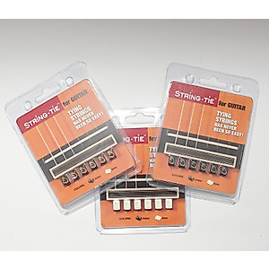 TSTGB TENOR String-Tie Tailpiece BridgeBeads Set for Classical or Flamenco Spanish Guitar, BLACK EBONY Color Bridge Beads.