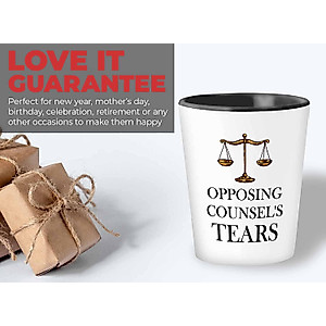 Bubble Hugs Lawyer Shot Glass 1.5oz - Opposing Counsel's Tears - Law Student Law School Attorney Advocate Plaintiff Defense
