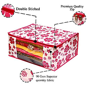 ANKIT INTERNATIONAL Garment Cover Presents Non Woven Floral print Saree Cover Storage Bags for Clothes pack of 6