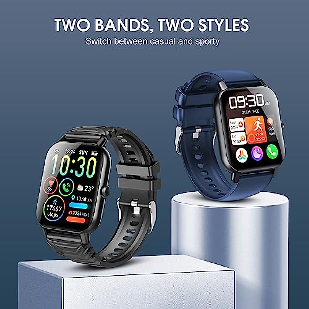 Ddidbi Smart Watch for Men Women(Answer/Make Calls), 1.85" HD Touch Screen Fitness Watch with Sleep Heart Rate Monitor, 112 Sports Modes, IP68 Waterproof Activity Trackers Compatible with Android iOS