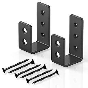 2 x 4 Door Barricade Brackets, SOCBAZZAR Heavy Duty Door Barricade Security Bar Holder U Bracket Fits 2 x 4 Lumber for Door Brace, Door Jammer, Tool Hanger - Carbon Steel, Black (2 Pack)