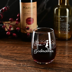 JERIO Godparent Gifts Godmother Wine Glass Godfather Beer Glass Gifts for Godparents