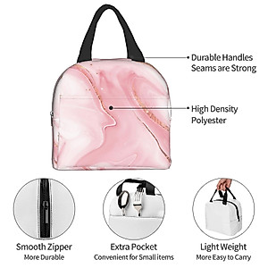 Senheol Pink Marble Lunch Box, Insulation Lunch Bag for Women Men, Reusable Lunch Tote Bags Perfect for Office Camping Hiking Picnic Beach Travel