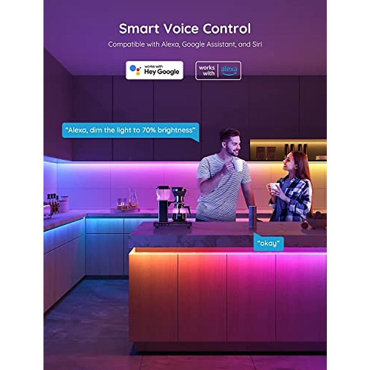 Govee RGBIC Alexa LED Strip Light 16.4ft, Smart WiFi LED Lights Work with Alexa and Google Assistant, Segmented DIY, Music Sync, Color Changing LED Strip Lights for Gaming Room, Bedroom, Cabinet, Desk