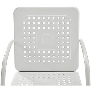 Crosley Furniture Bates 2-Piece Outdoor Chair Set, Retro Metal Patio Chairs for Dining, Porch, Deck, Balcony, White Gloss