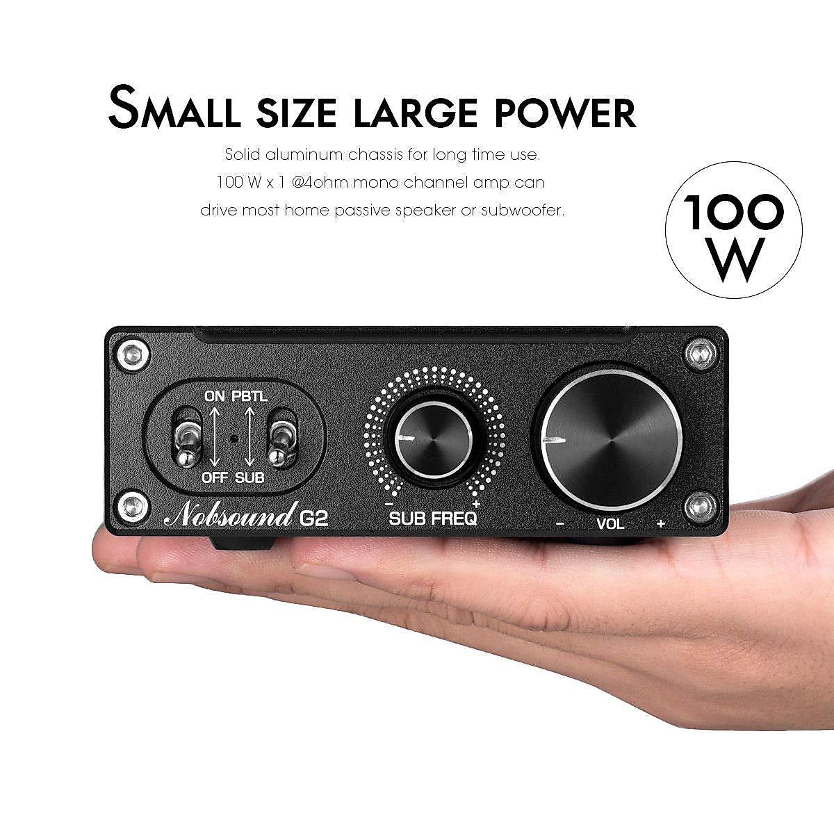 Nobsound G2 Subwoofer Power Amplifier Mini Mono SUB Amp 100W PBTL BTL Bridge Home Theater