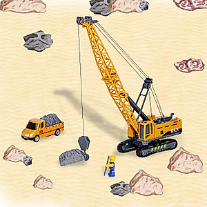 CloverCat Construction Toys for Kids - Toy Construction Vehicles Playset with Excavator, Tractor Truck, Backhoe, Crane, Dump Trucks - Great Birthday Gift for 3 4 5 Year Old Boys & Toddlers (Set 3)