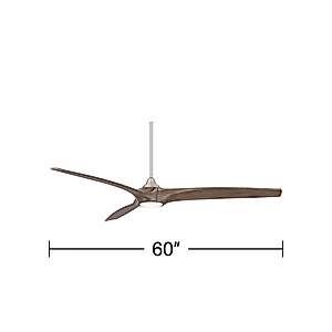 Casa Vieja 60" Padera Modern Rustic 3 Blade Indoor Outdoor Ceiling Fan with Light LED Dimmable Remote Control Brushed Nickel Light Wood Damp Rated for Patio Exterior House Porch Gazebo Garage