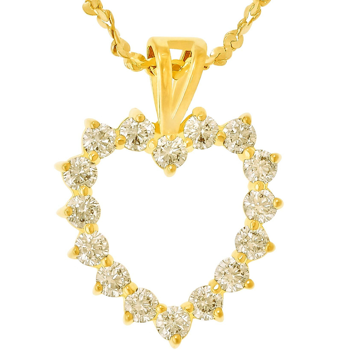 LIFETIME JEWELRY Cubic Zirconia Open Heart Pendant Necklace 24k Real Gold Plated