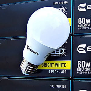EcoSmart 60W Equivalent Bright White A19 Energy Star + Dimmable LED Light Bulb (4-Pack)