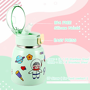 JERESER 17oz Kids Water Bottle, Insulated Water Bottle with Cute Stickers, Fun DIY Art & Craft Kit, Stainless Steel Water Bottle with Straw, Hand Strap & Shoulder Strap, Reusable Metal Water Bottle