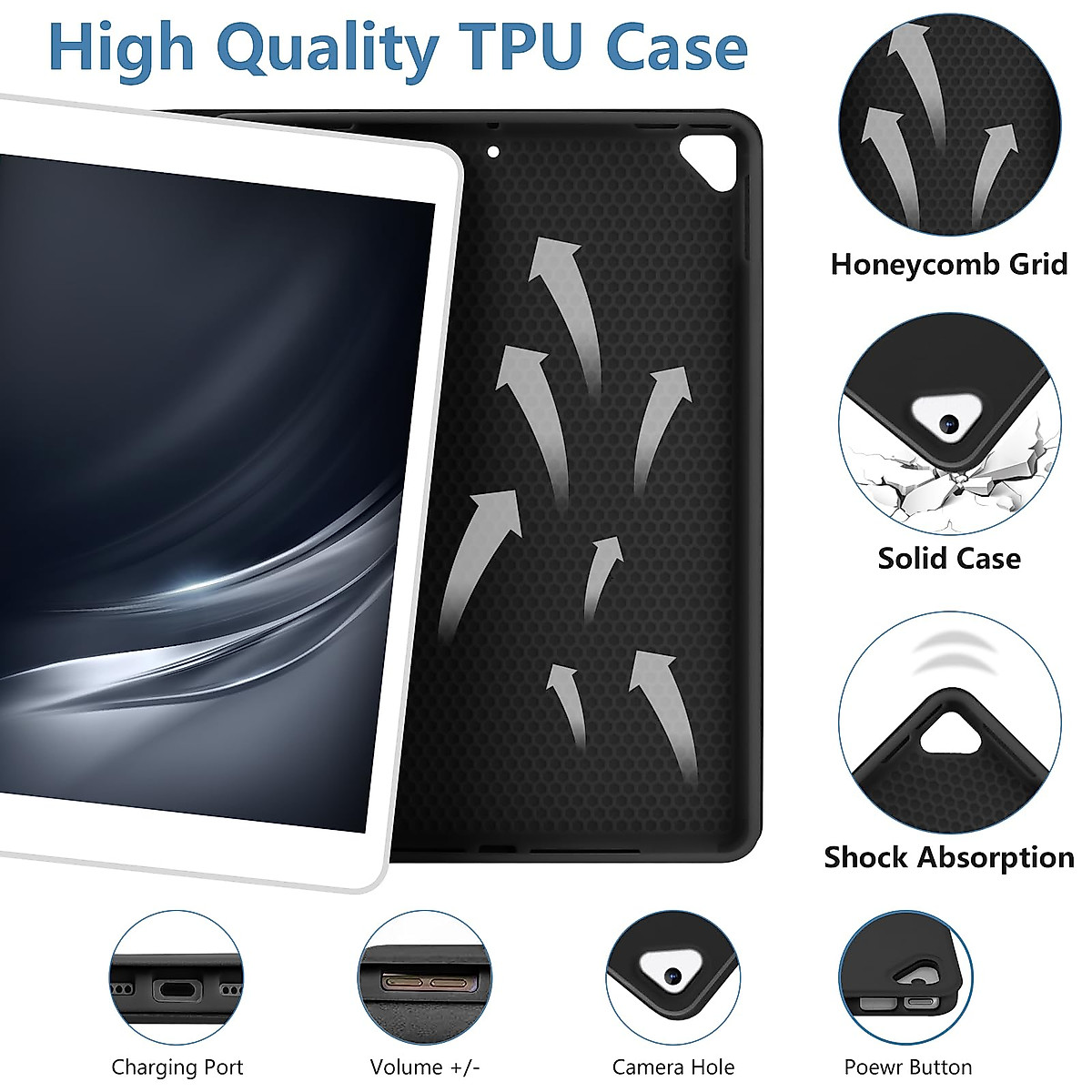 Keyboard Case for iPad 10.2" 9th Generation 2021/ 8th Gen 2020 Case for iPad 10.2 7th 2019, Wireless Bluetooth Keyboard for iPad Air 3 (3rd Gen)/iPad Pro 10.5"/iPad 10.2” Case with Pencil Holder