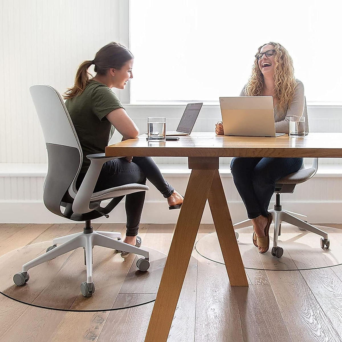 20 24 28 32 36 40 44 48 52 56 60 Inch Round Office Chair Mat, 1.5mm Thick, Heavy Duty Clear Vinyl Plastic Floor Runner/Protector for Low-Pile Carpet, Easy to Clean (Size : Diameter 90cm (36"))