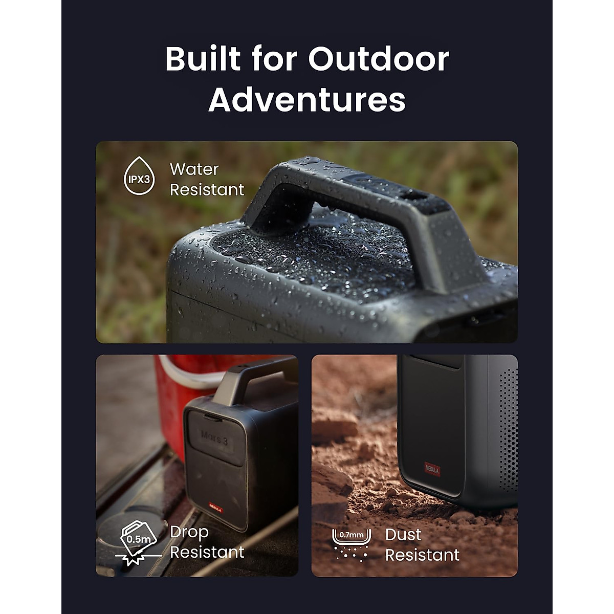 NEBULA Mars 3 Outdoor Portable Projector with Projector Lightweight and Adjustable 3-ft Floor Stand