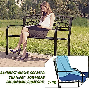 Outdoor Garden Bench, 50" Metal Benches Antique Bronze Patio Park Bench,Outdoor Porch Furniture, Front Yard Decor Seat Leisure Chair for Patio Outdoor Bench Metal Bench Park Bench