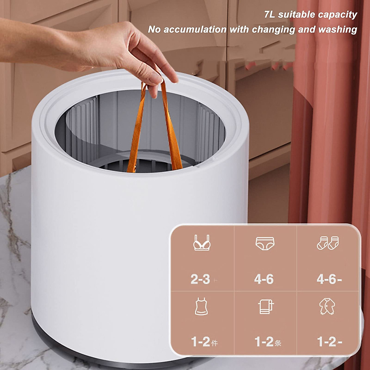 7 Liters Mini Washing Machine, Full Automatic Underwear Washer, Portable Washing Machine for Apartment, Laundry, Camping, RV, Travel, Quiet Operation, Ozone Function, Gift Choice