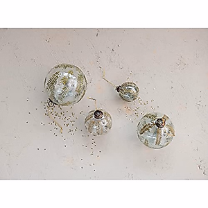 Creative Co-Op Hand-Blown Glass Ball Ornament with Embedded Natural Botanicals
