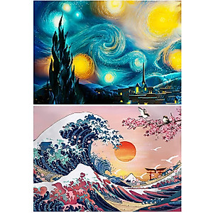 2-Pack Adult Diamond Art, 5D Diamond Painting Kit, DIY Round Full Diamond Art, Boys/Girls Diamond Paintings for Home Wall Art Decor Gifts, 12x16 Inch (Diamond drawing,12x16 Inch)