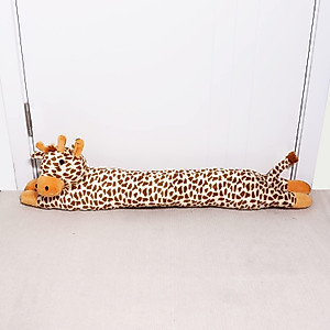 SANFERGE 36 Inch 3LB Heavy Duty Under Door Draft Stopper, Decorative Soundproof Door Draft Blocker, Energy Saving Draft Guard, Giraffe Yellow
