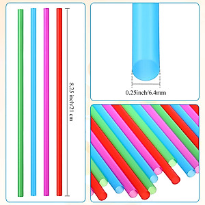 2000 Pcs Disposable Drinking Straws Long Plastic Straws 8.25" Long and 0.25'' Diameter for Cocktail Drink Cups Juice (Green, Rose, Blue, Red)