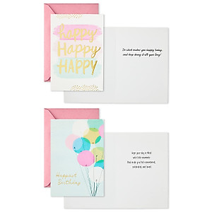 Hallmark Birthday Cards Assortment, 16 Cards with Envelopes (Cake, Candles, Balloons)