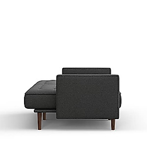 Glenwillow Home 81.5" Mies Square Arm Sleeper Sofa with 32-Button Tufting in MCM Vintage Design in Dark Grey