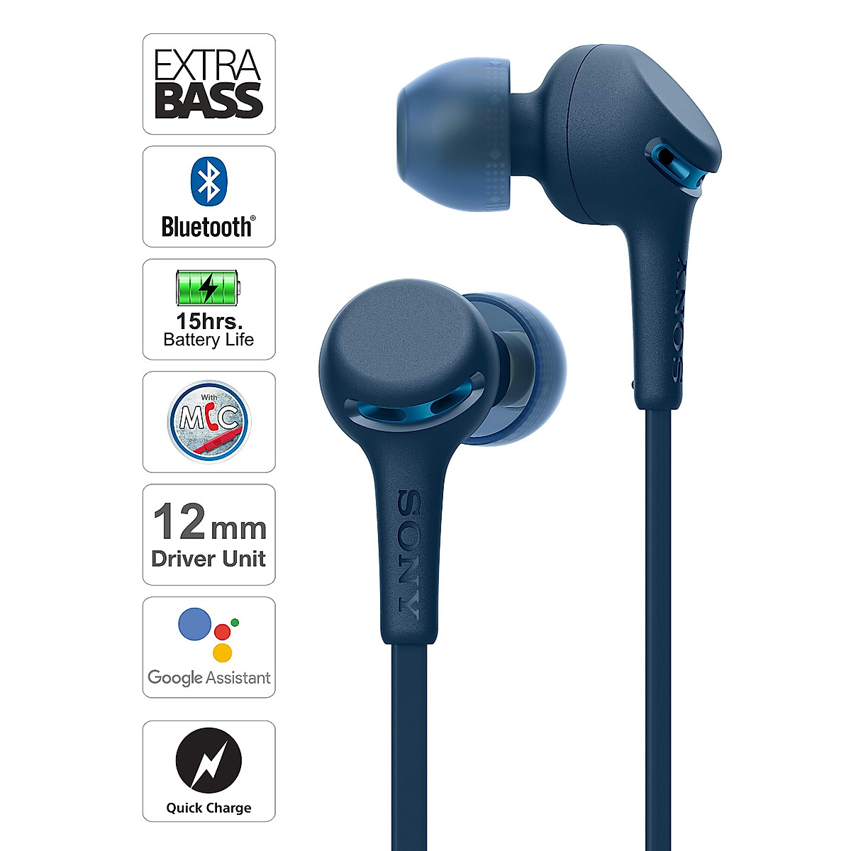 Sony WI-XB400 Wireless in-Ear Extra Bass Headset/Headphones with mic for Phone Call, Blue (WIXB400/L)