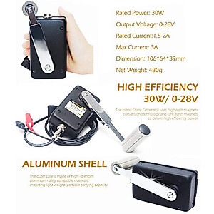 Yengsen Hand Crank Generator 30W 0-28V Portable Dynamo Phone Charger Military for Outdoor Mobile Phone Computer Charging with USB Plug (Green)