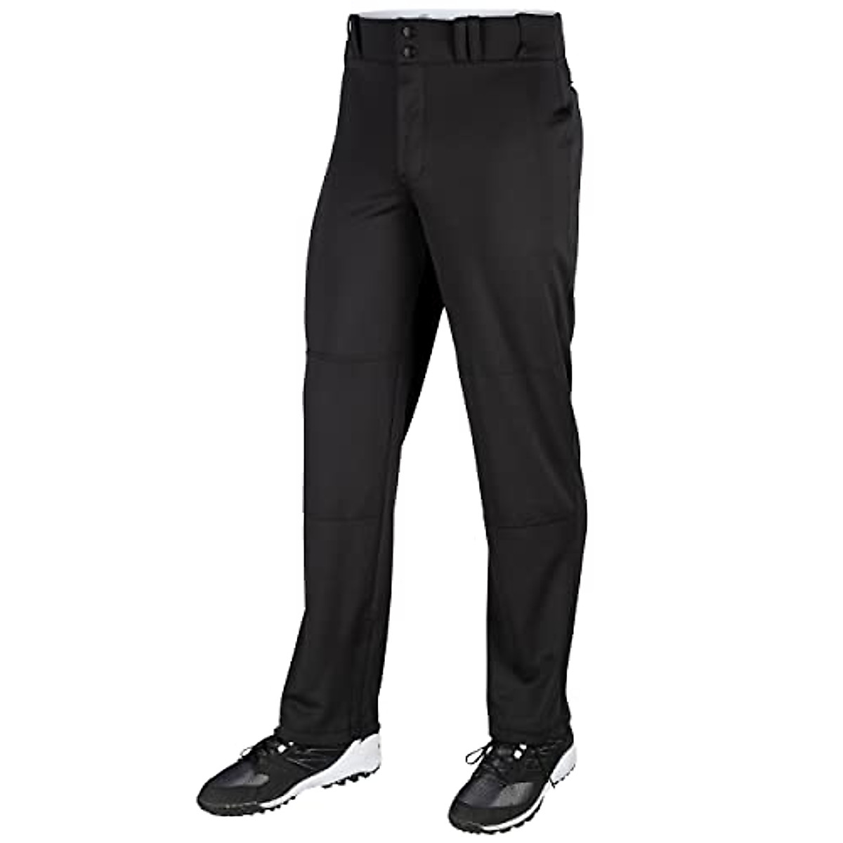 CHAMPRO Triple Crown OB Open-Bottom Loose-Fit Baseball Pant in Solid Color with Adjustable Inseam and Reinforced Sliding Areas, BLACK, Adult Medium