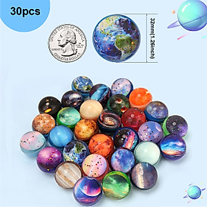 Pllieay 30PCS Galaxy Bouncy Balls, 32mmSpace Bouncy Balls Bulk, Space Party Favors Rubber Balls for Kids Party Favors, Space Toys for Kids, Christmas Gift Bag Filling(30 style)