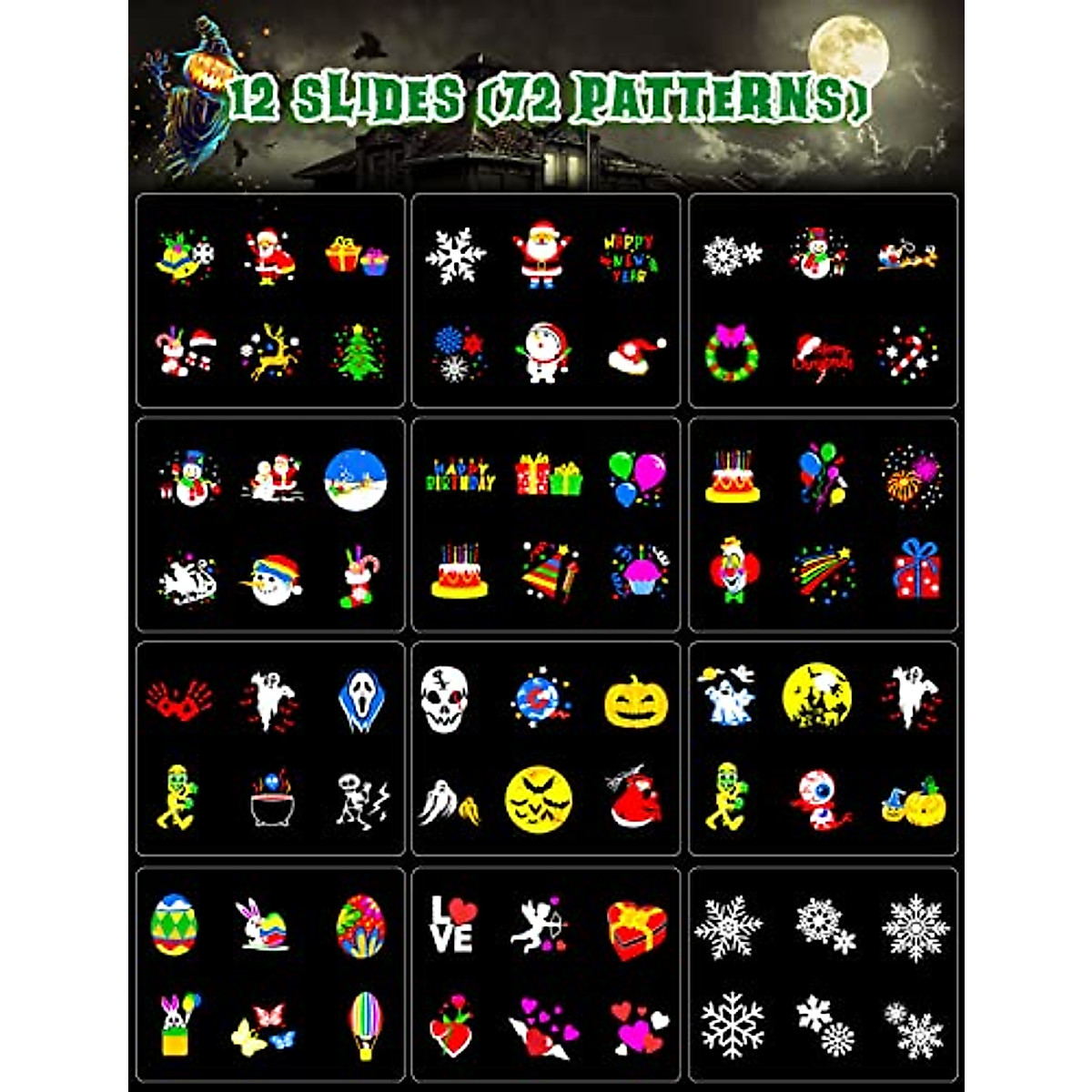 Christmas Projector Lights Outdoor - Holiday Projector Lights Outdoor with 72 Patterns,3D Ocean Wave,Waterproof with Remote Timer for Halloween Christmas Birthday Party Holiday Decorations