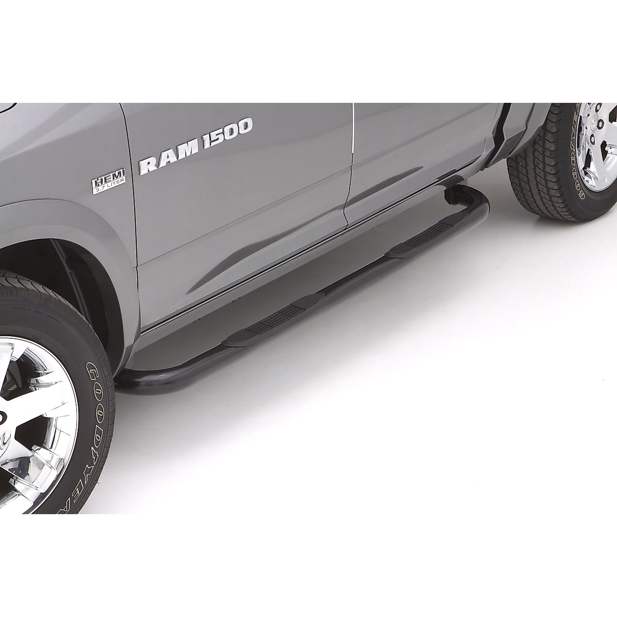 Lund 23073783 Black Steel 3" Round Bent Nerf Bars for 2009-2018 Dodge Ram 1500 Quad Cab