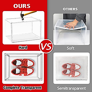 EZJOB 4 Pack Sneaker Storage for Sneakerheads 14.1 * 10.6 * 9in Shoe Boxes Crates Clear Plastic Stackable Boot Display Case