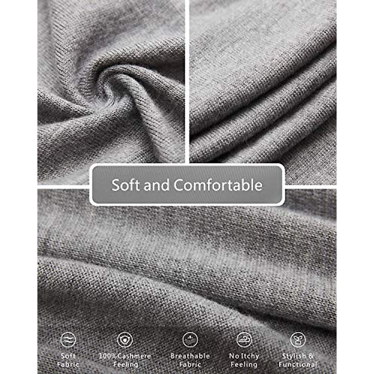 EURKEA 100% Merino Wool Winter Soft and Cozy Scarf for Men, Medium Grey, Free Size