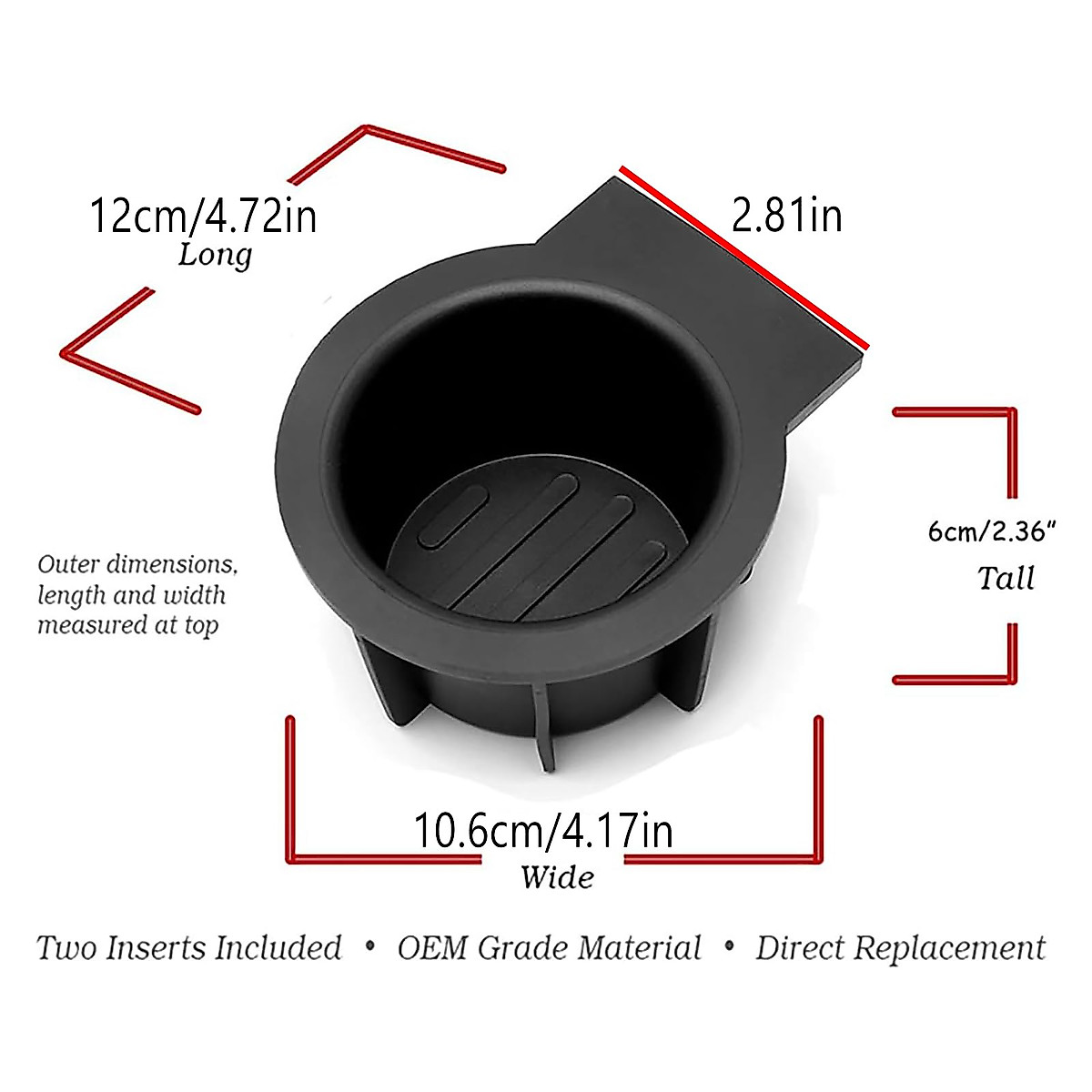 F-150 Cup Holder Insert Compatible with Ford F-150 2004-2008 with Flow Through Console,2009-2014 F150 Without Flow Through Console, Replacement Front Center Console Cup Holder