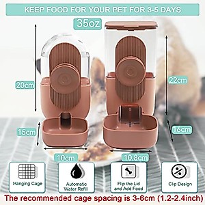 Lemtrflo Hanging Automatic Food Water Dispenser,Gravity Rabbit Feeder and Water Dispenser Set,Cage Cat Food and Water Dispenser Food Bowl for Bunny Chinchilla Guinea Pig Hedgehog Ferret