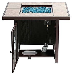 BALI OUTDOORS 32-Inch Outdoor Propane Gas Fire Pit Table, 50,000BTU FirePit, Brown