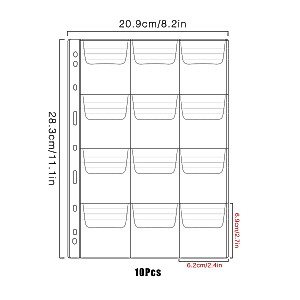 Homgaty 10 Sheets Coin Collection Supplies, Coin Pocket Page Coin Holders Stamp Binder Sheets Currency Collecting Album Book Sleeves (12 Pocket) (12 Pocket)