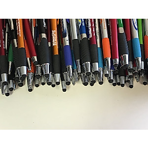 100 Lot Misprint Ink Pens with Soft Tip Stylus for Touch Screen, Assorted Barrel
