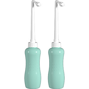 Hibbent 2 Pack Portable Bidet Sprayer, Travel Bidet with Handheld Bidet Bottle for Personal Hygiene Care, Personal Cleansing Use, Extended Nozzle, 17oz(500ml) Bathroom Toilet Bidet Spray, Green