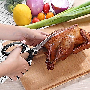 Clear Style Kitchen Shears Stainless Steel Utility Scissors Heavy Duty Multipurpose Kitchen Scissors, Dishwasher Safe, Perfect for Preparing Beef, Chicken, Vegetables, Fish, Black and White (2 Pack)