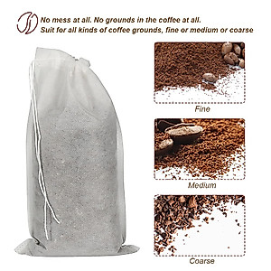 50pcs No Mess Cold Brew Bags, 6x10 inch Disposable Coffee Filter Bag Fine Mesh Brewing Drawstring Pouches for Iced Coffee Hot Tea Herb Spice