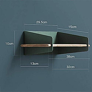 PIBM Stylish Simplicity Shelf Wall Mounted Floating Rack Shelves Iron Art Solid Wood Bookshelf Potted Plant Storage Rectangle Save Space,6 Colors,3 Sizes, Black , 20x22.5x10cm