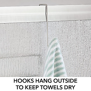 mDesign Extra Wide Metal Wire Over The Bathroom Shower Door Caddy, Hanging Storage Organizer with Built-in Hooks and Baskets on 2 Levels for Shampoo, Body Wash, Loofahs, Rust Resistant - Satin