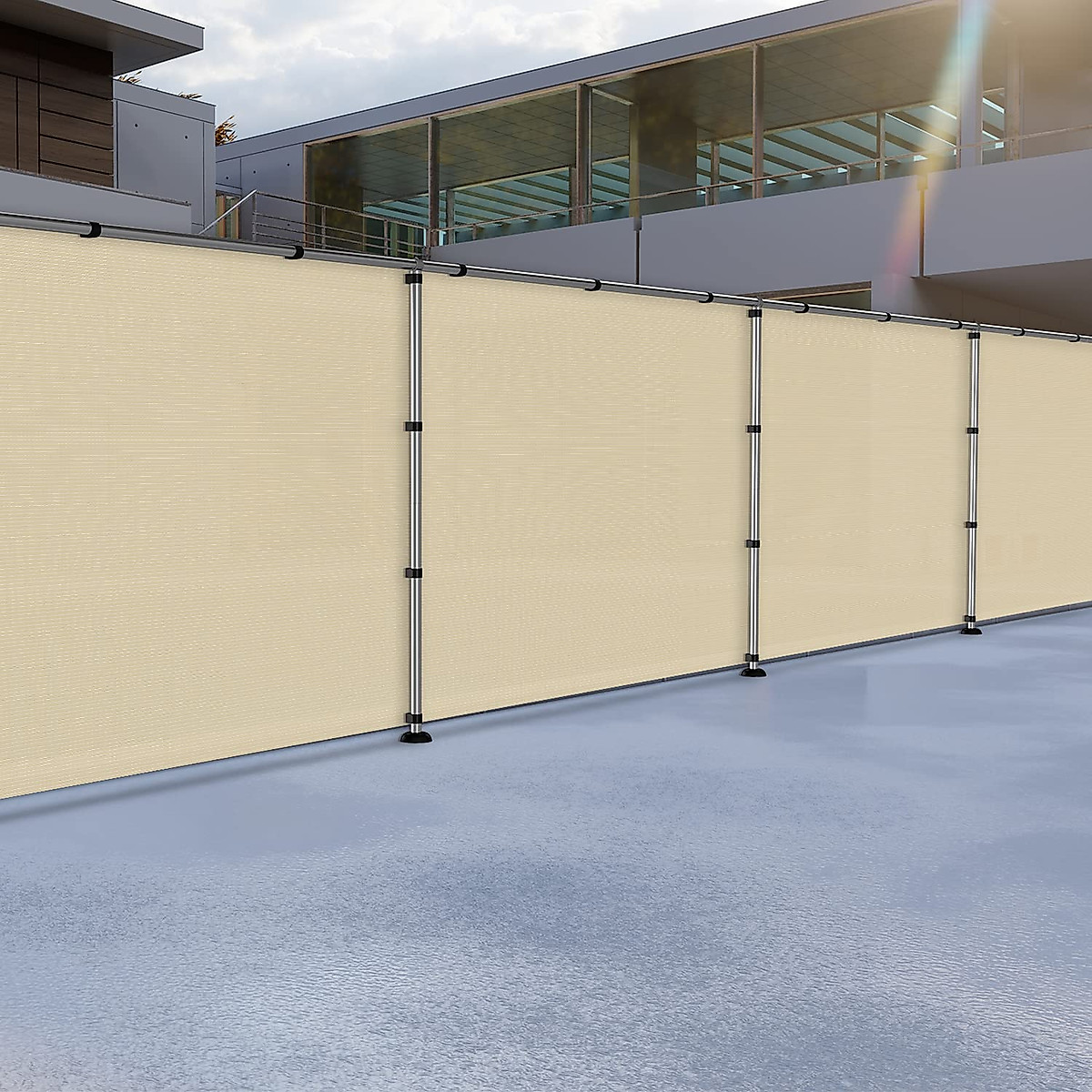 Patio Fence Fencing Top Rail Kit with Loop Poles Fabric Clips for Stainless Steel Outdoor Backyard Yard Fencing Fence 24’ Long