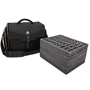 ENHANCE Portable Miniature Figure Storage & Carrying Case - 4 Foam Layers fits 108 Infantry Minis & Pick & Pluck for Large Figures - Book Sleeve & 2 Accessory Pockets for Measuring Tape, Dice & More