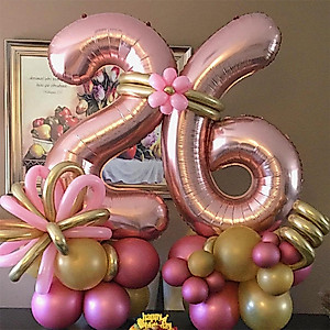 60th Birthday Balloons Rose Gold for Women, 40 Inch Giant Mylar Foil Number 60 Balloons Self Inflating, Rose Gold Digit 6 & 0 Helium Balloons for 60th Anniversary Party Decorations Supplies