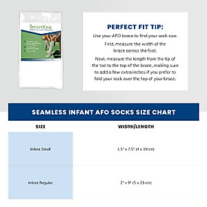 SmartKnit AFO Baby Socks - Infant Seamless AFO Interface and Sensitivity Socks (White, X-Small)