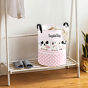 Farm Cow Family Dots Storage Bin, Waterproof Oxford Fabric Clothes Basket Organizer for Laundry Hamper,Toy Bins,Gift Baskets, Bedroom, Clothes,Baby Nursery